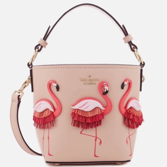 kate spade | Bags | Kate Spade Flamingo Pippa Bucket Leather Crossbody ...